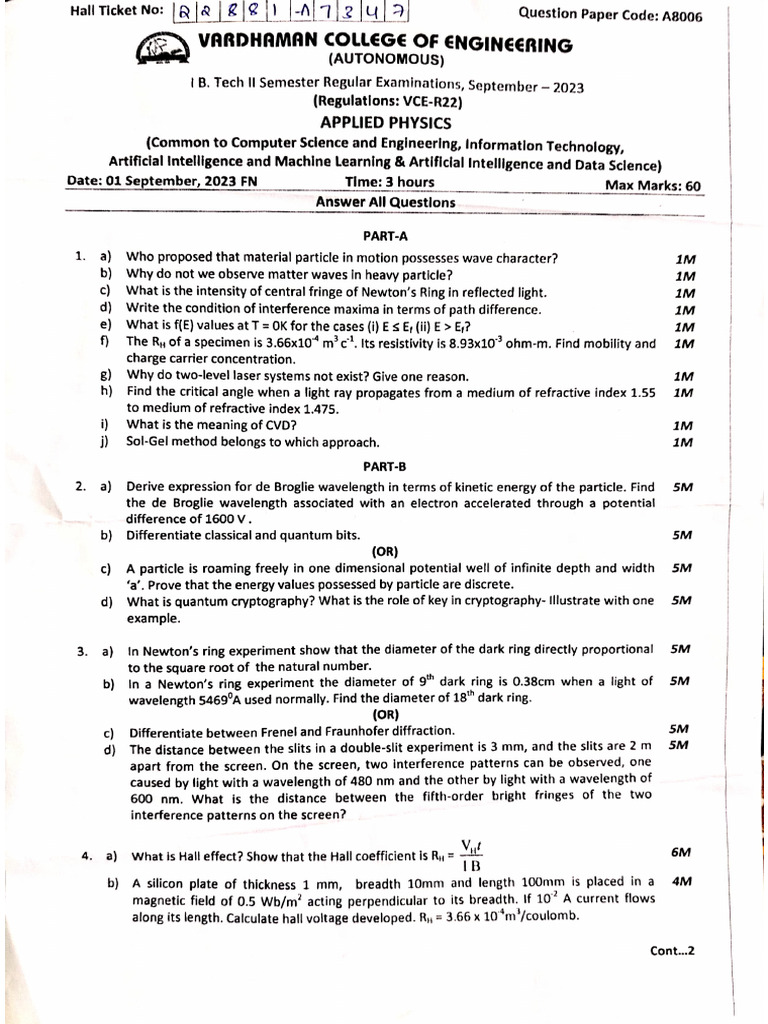 APS External Question Paper 2023 | PDF