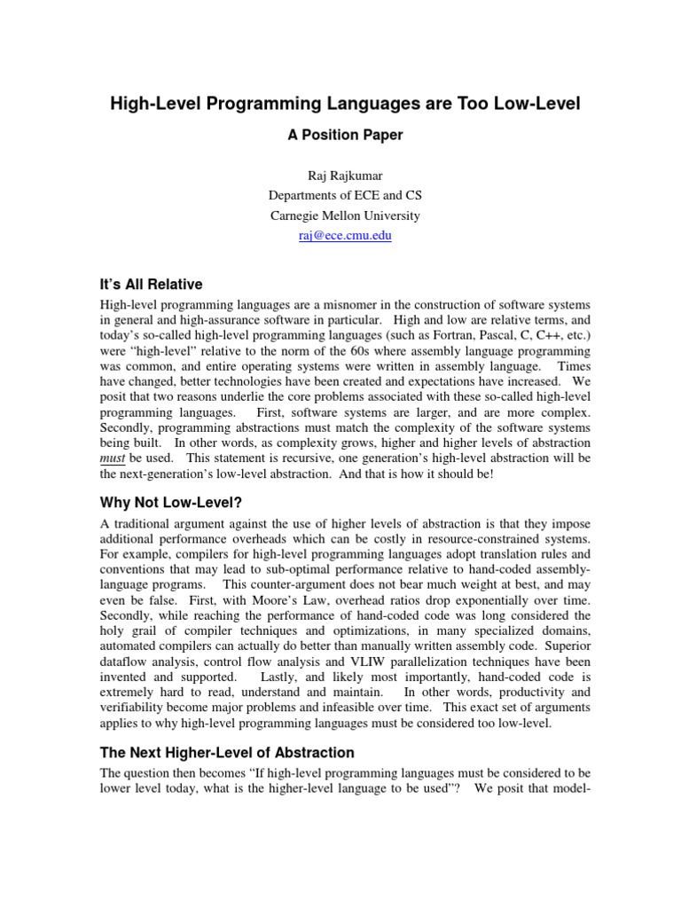 High-Level Programming Languages Are Too Low-Level: A Position Paper ...