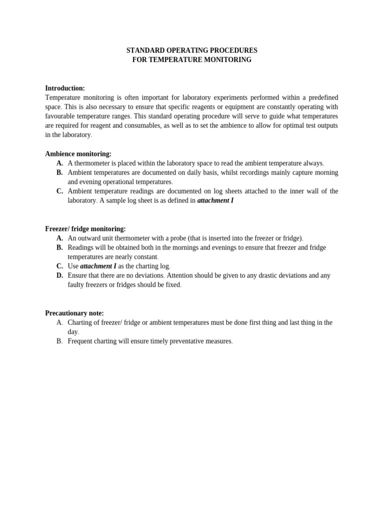 SOP For Temperature Monitoring - ENK Edits | PDF