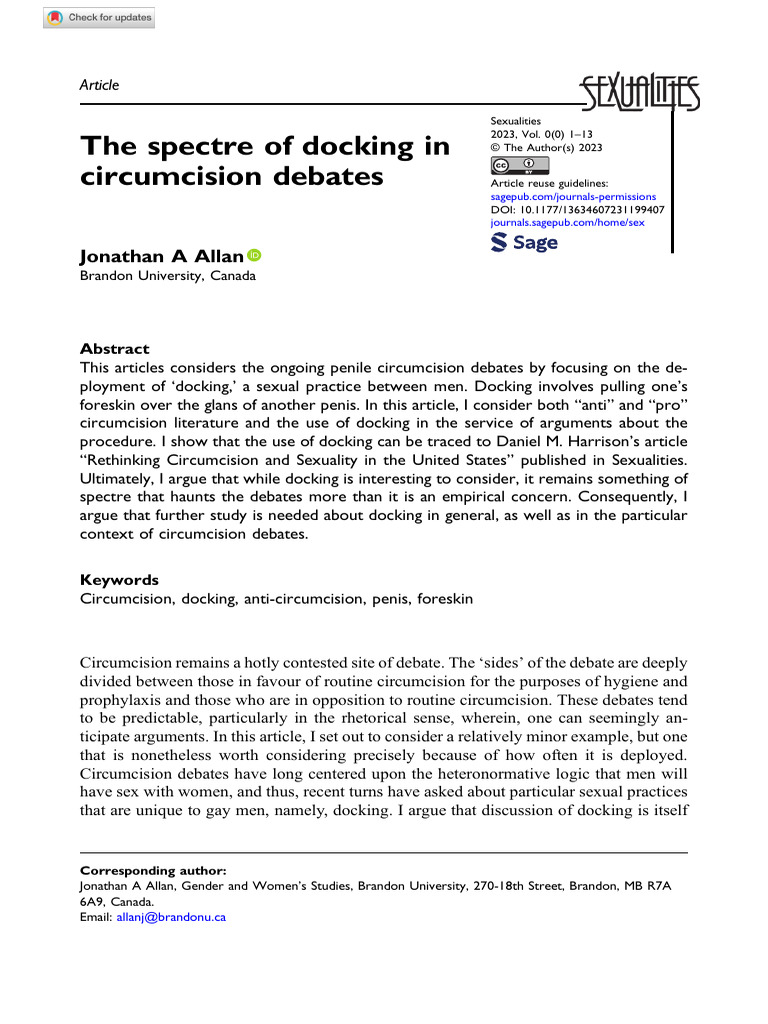 Docking in Circumcision Debates | PDF | Circumcision | Intimate ...