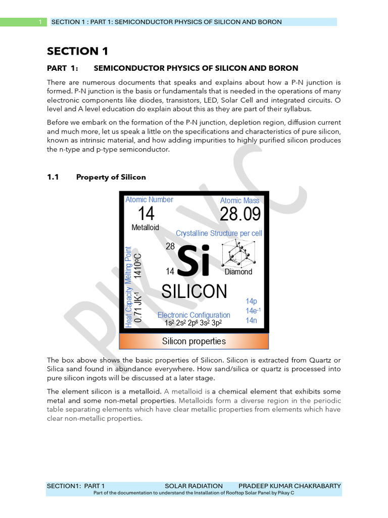 Part 1-Semiconductor Physics of Silicon and Boron | PDF | Silicon ...