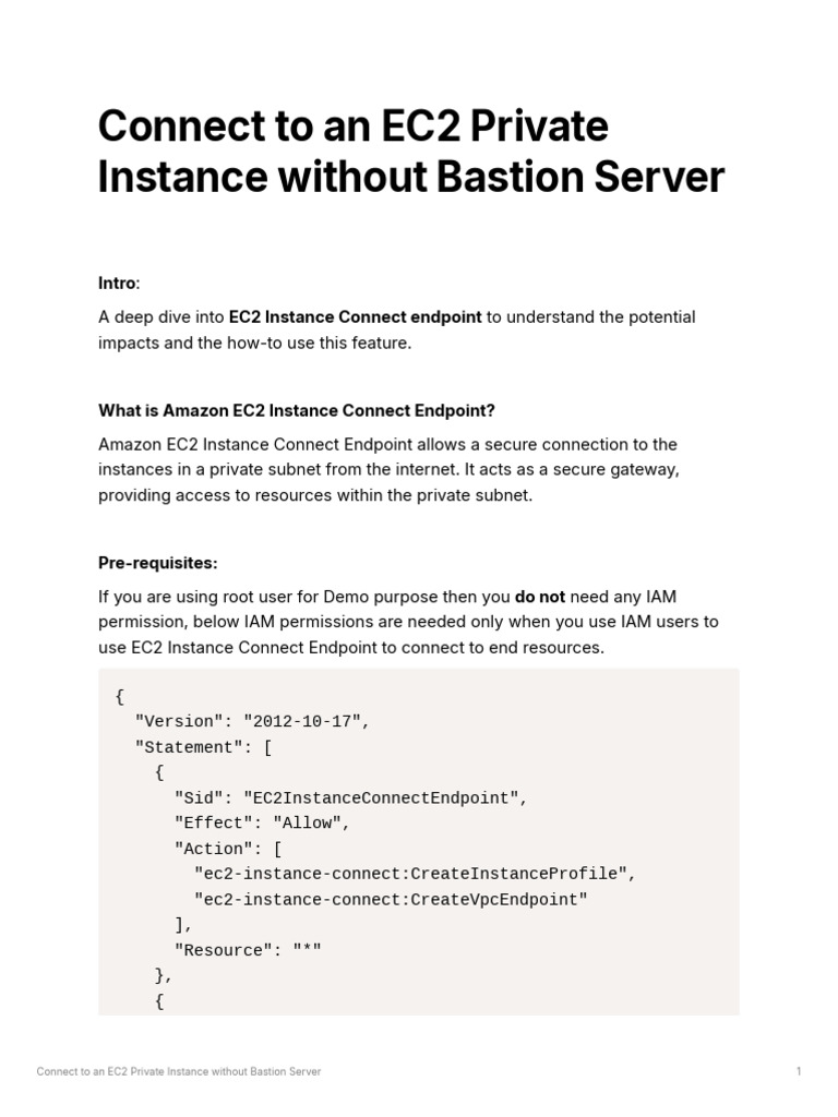 Connect To An EC2 Instance Without Bastion Server | PDF | Internet | Computer Architecture