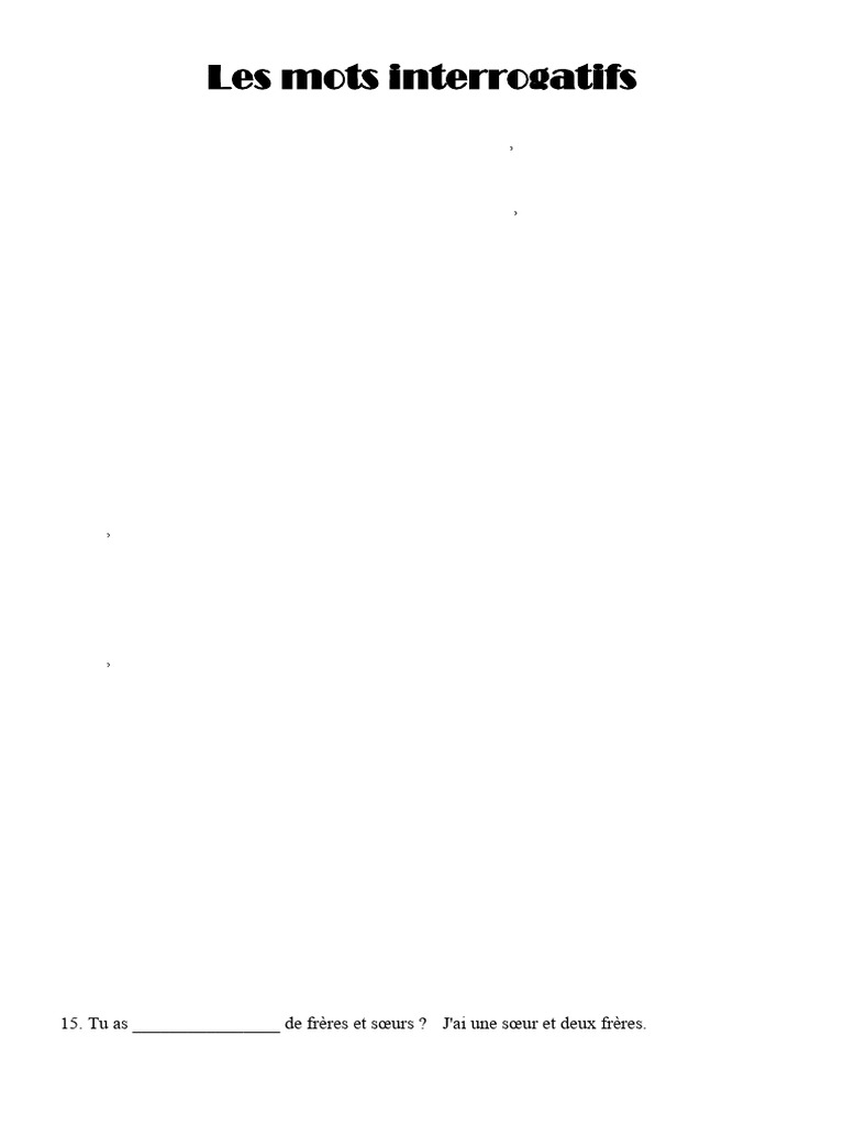 Mots interrogatifs en français : quiz | PDF | Ouverture (échecs) | Échecs