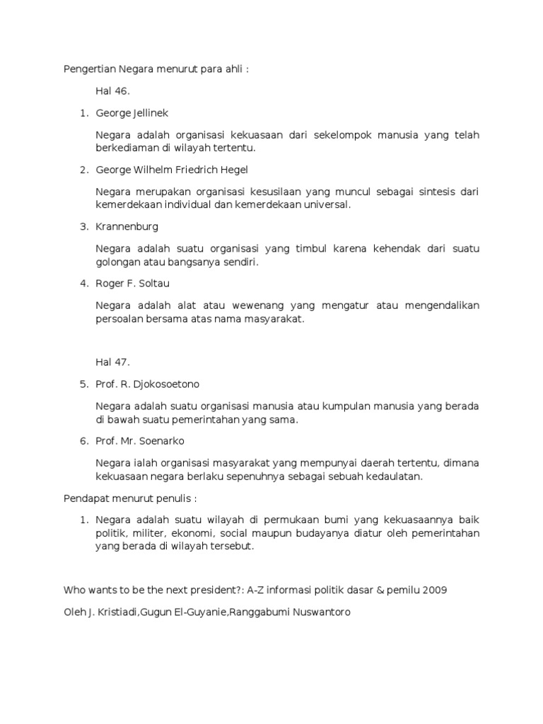 Pengertian Dan Definisi Negara | PDF