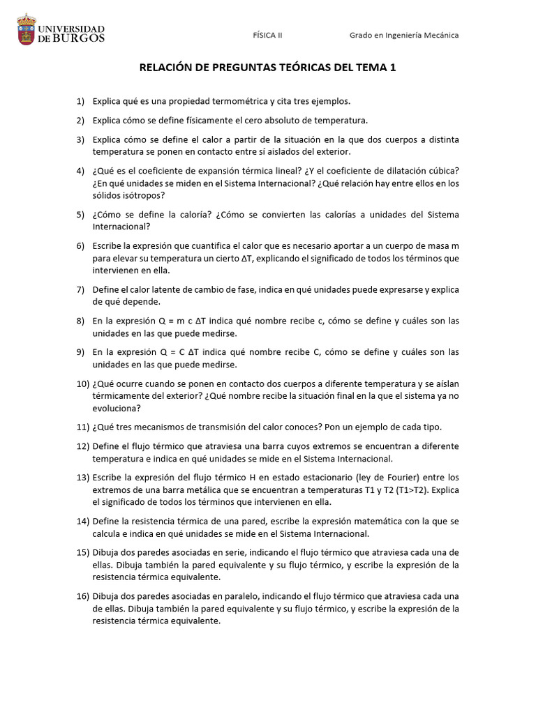 Preguntas_teoricas_Tema1 | PDF | Temperatura | Calor