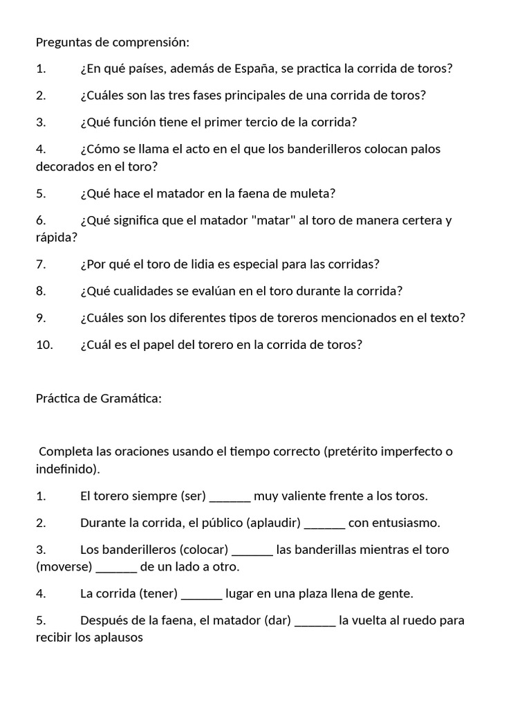 Preguntas de Comprensión | PDF