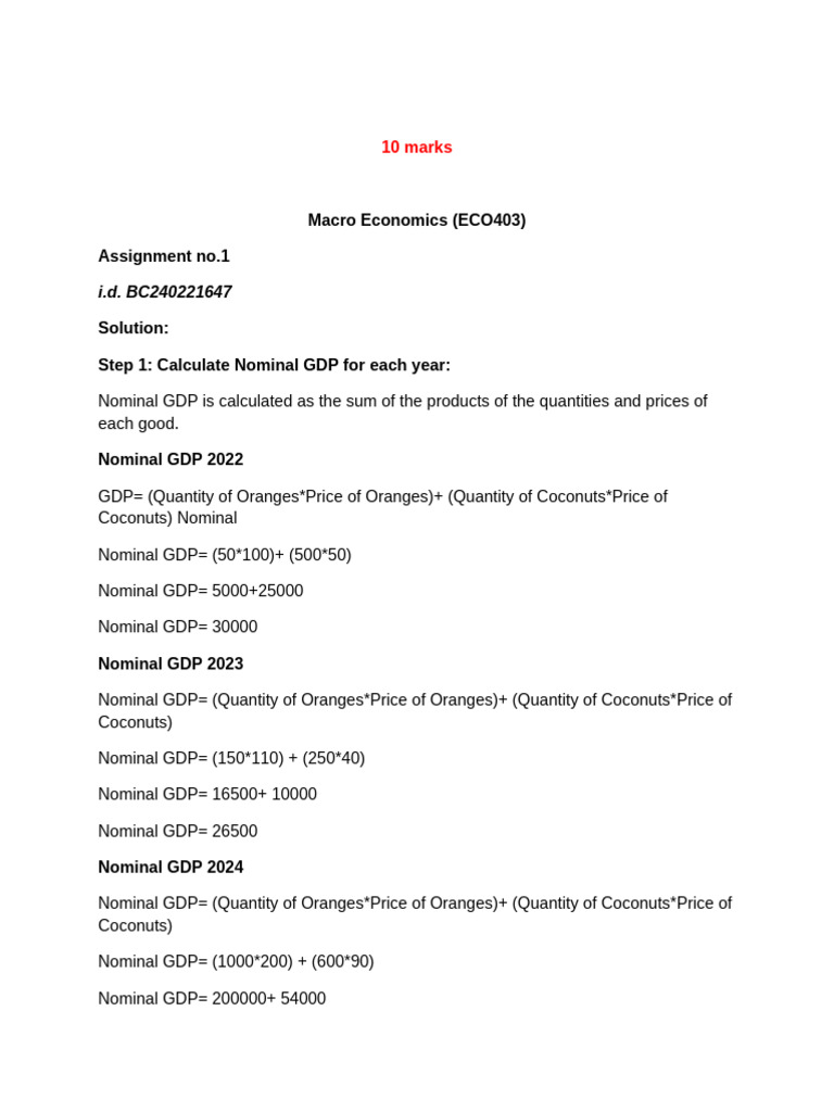 MRK - Spring 2025 - ECO403 - 1 - BC240221647 | PDF | Gdp Deflator ...