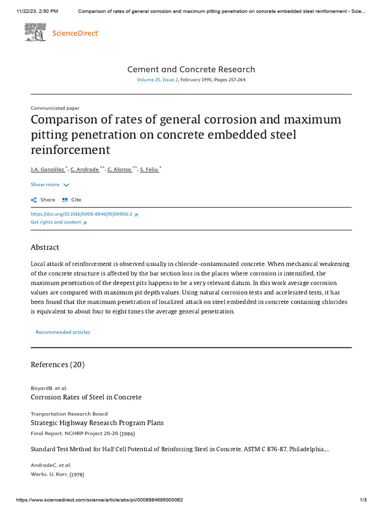 Comparison of Rates of General Corrosion and Maximum Pitting ...
