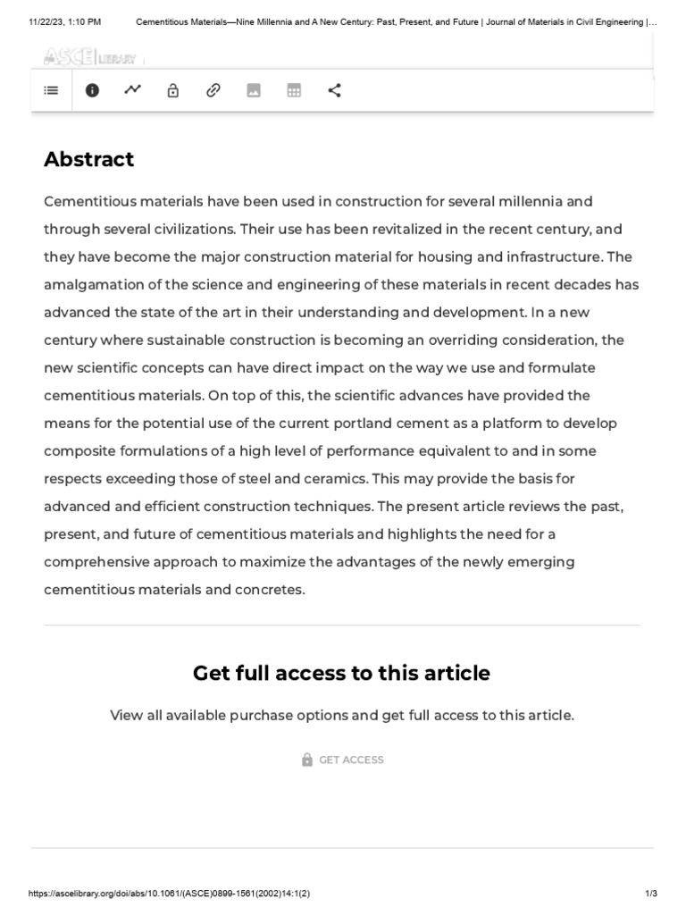 Cementitious Materials-Nine Millennia and A New Century - Past, Present ...
