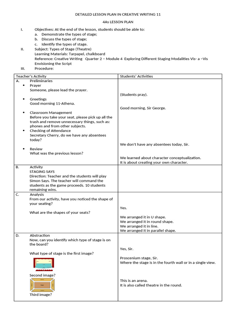 Detailed Lesson Plan in Creative Writing 11 | PDF | Lesson Plan | Learning