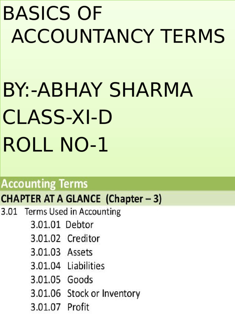 Basics of Accountancy Terms | PDF