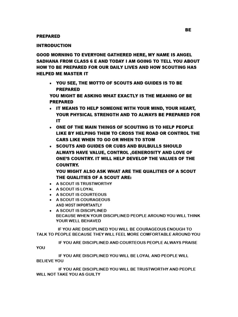 Scouting: The Importance of Being Prepared | PDF