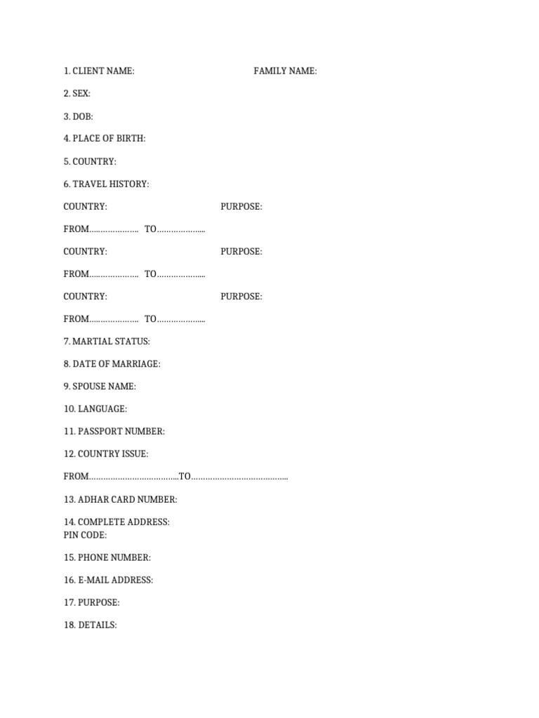 Comprehensive Client Information Form | PDF