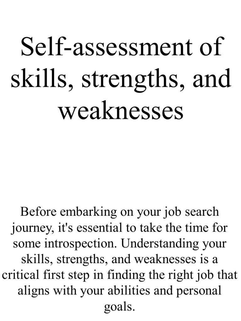 Self Assessment and Goal Setting | PDF | Goal | Skill