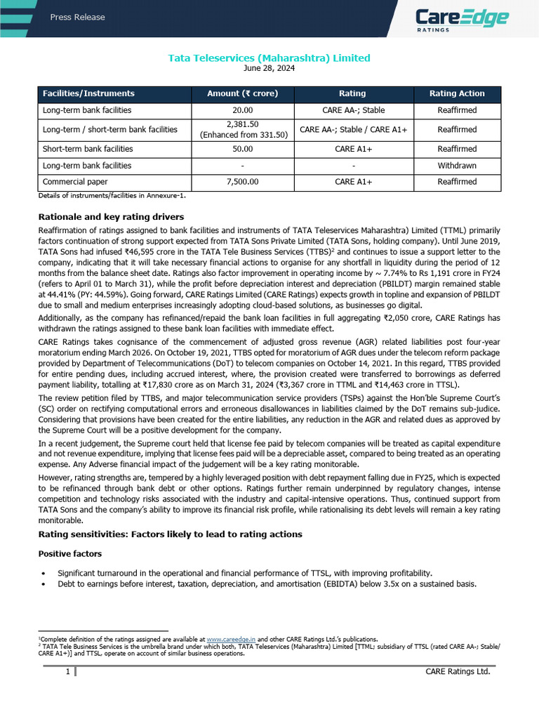 Tata Teleservices (Maharashtra) Limited | PDF | Economies | Private Sector