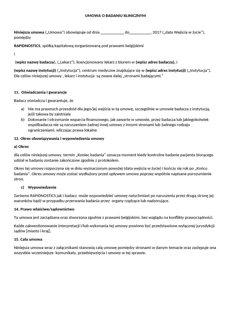 Clinical Study Agreement | PDF