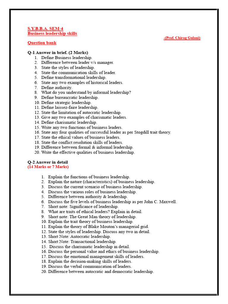 Chirag Question Bank Sy | PDF