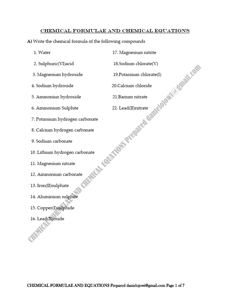 Chemical Formulae and Equations | PDF | Magnesium | Acid
