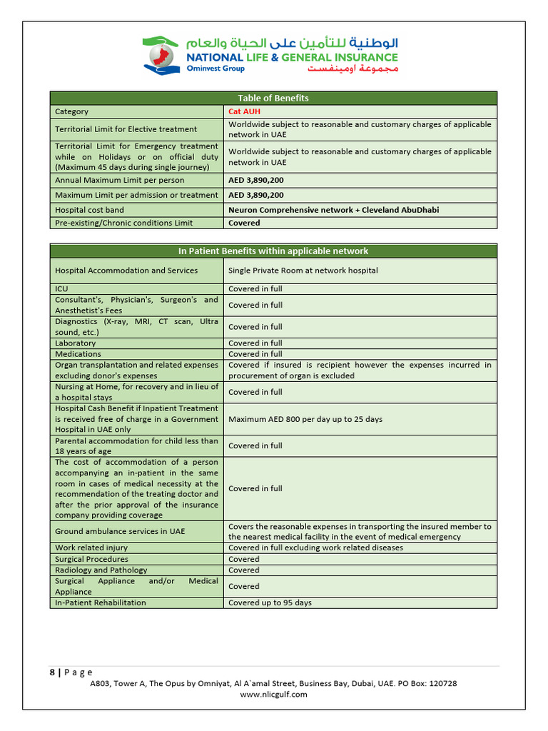 Annexure I - Table of Benefits - Enerflex Abu Dhabi | PDF | Physical ...