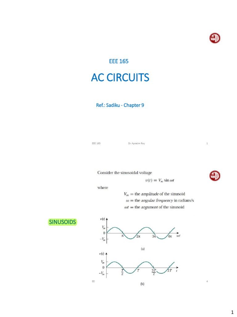 Lecture 5 Ac Circuit | PDF | Electrical Impedance | Telecommunications Engineering