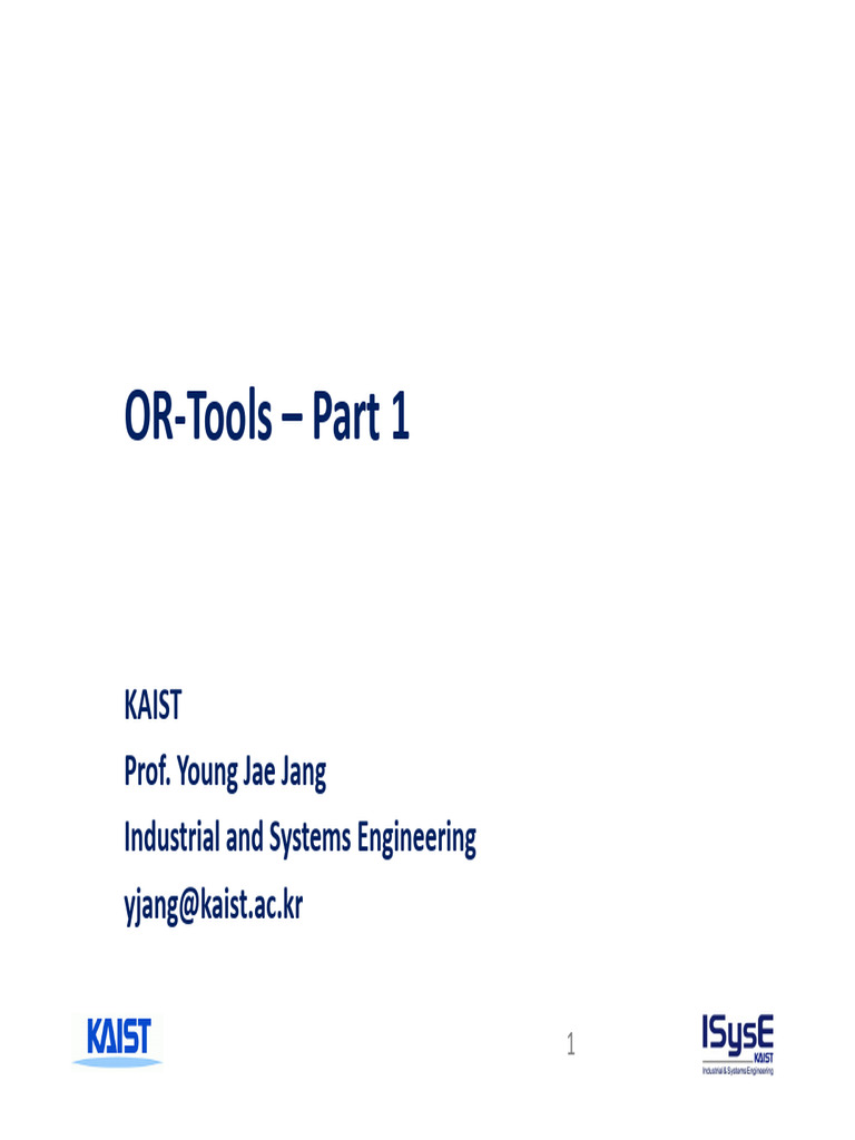 Optimization With OR Tools - Part1 (Lecture Slides) | PDF | Linear Programming | Algorithms