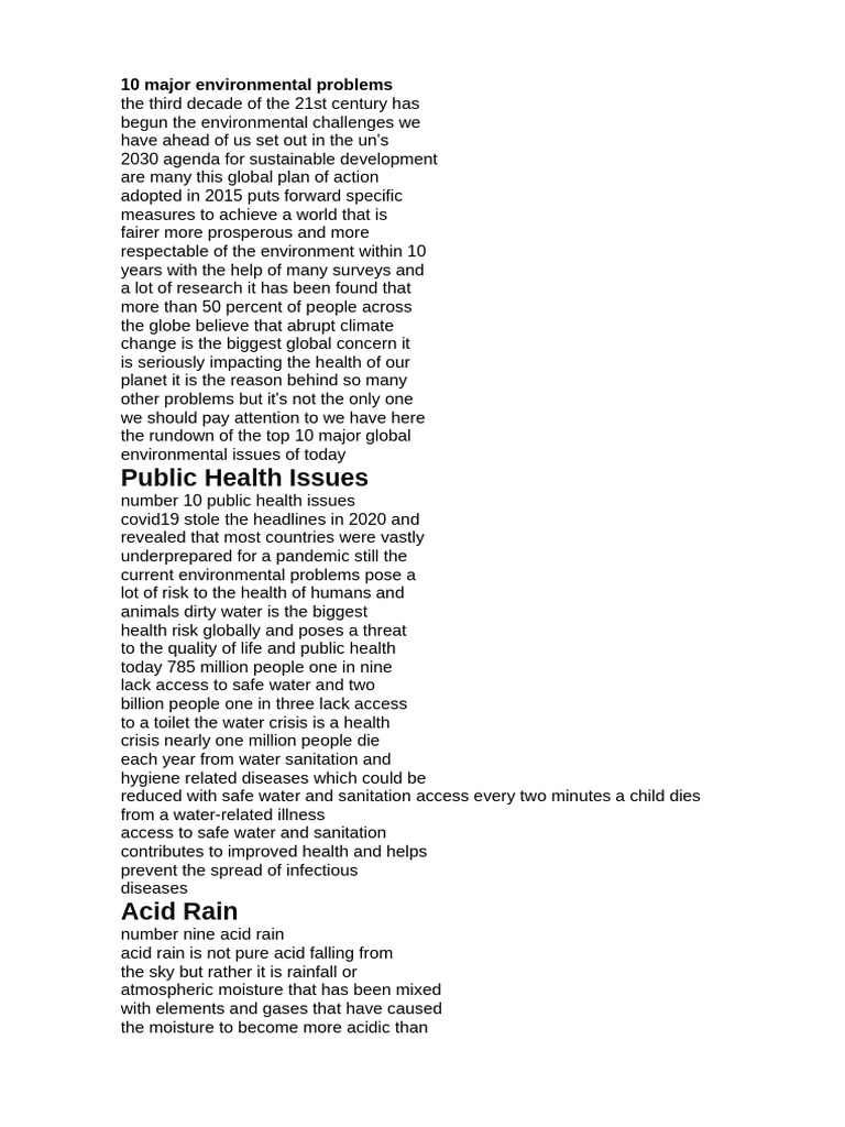 10 Major Environmental Problems | PDF | Climate Change | Waste