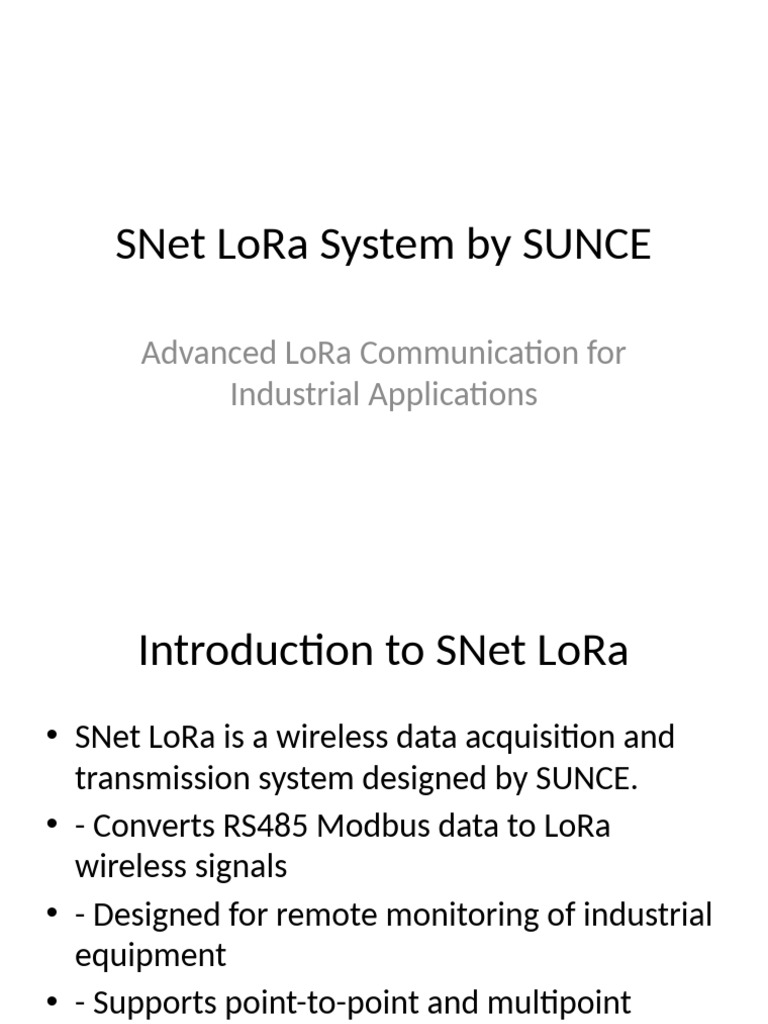 SNet LoRa System Presentation | PDF