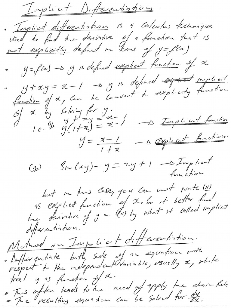Implicit Differentiation | PDF