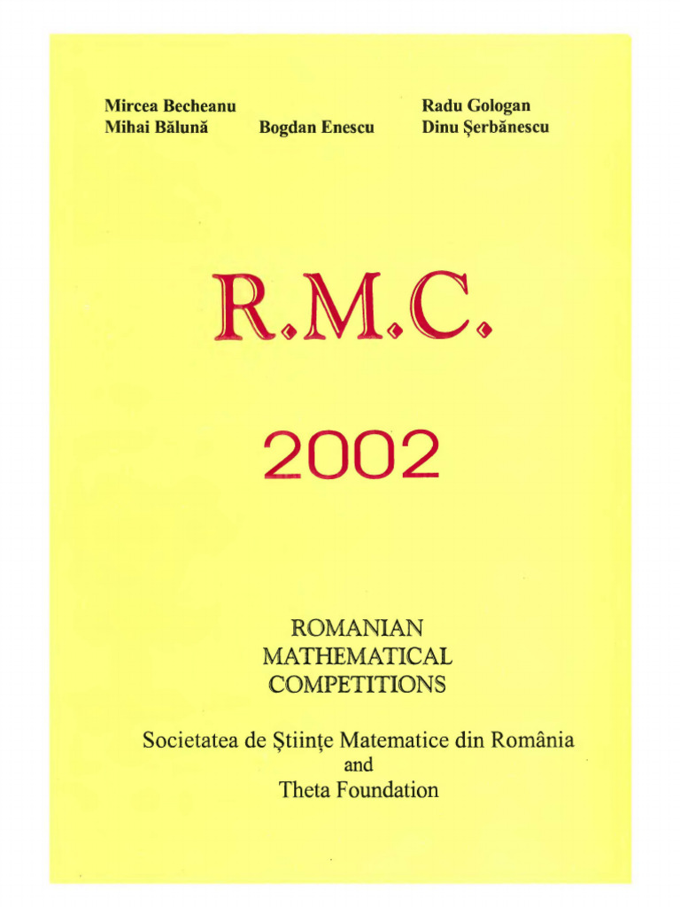 Romanian Mathematical Competitions 2002 From Senna Ardan | PDF