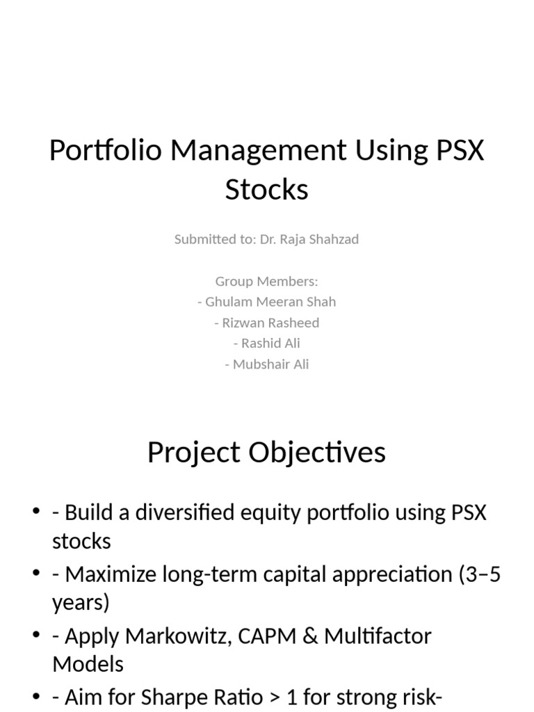 Portfolio Management Presentation | PDF