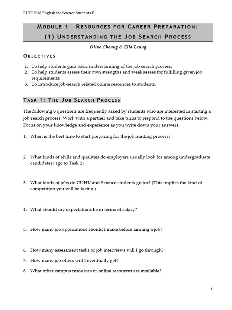 M1.1 - Understand Job Search Process - Olive - Ella - 2022 | PDF ...