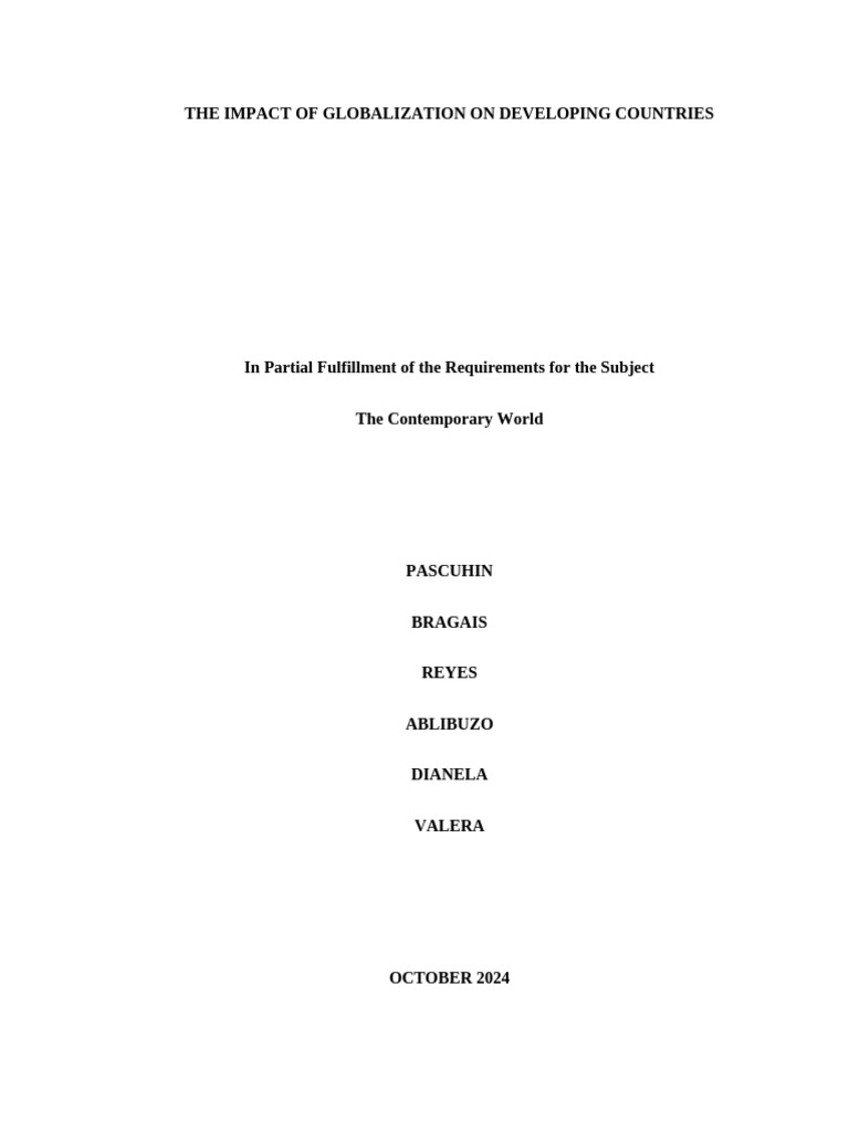 The Impact of Globalization On Developing Countries | PDF | Globalization | Developing Country
