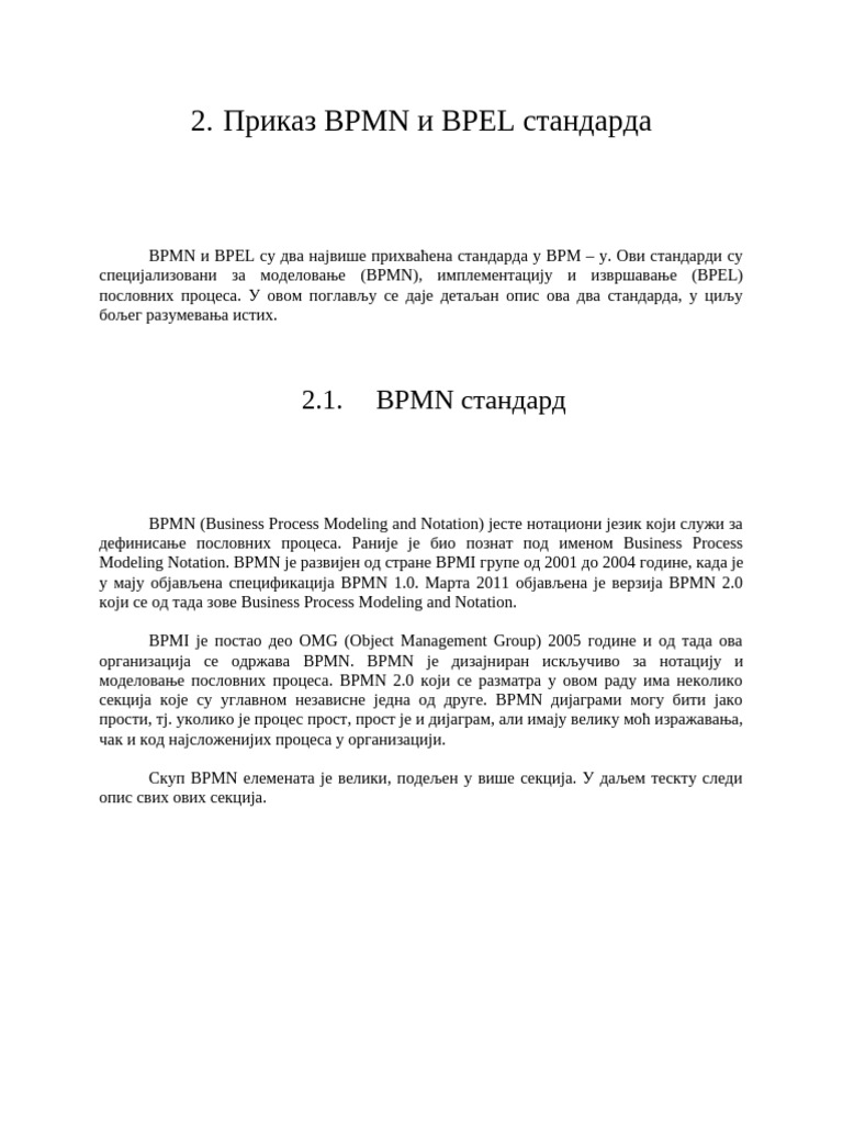 Prikaz BPMN I BPEL Standarda | PDF