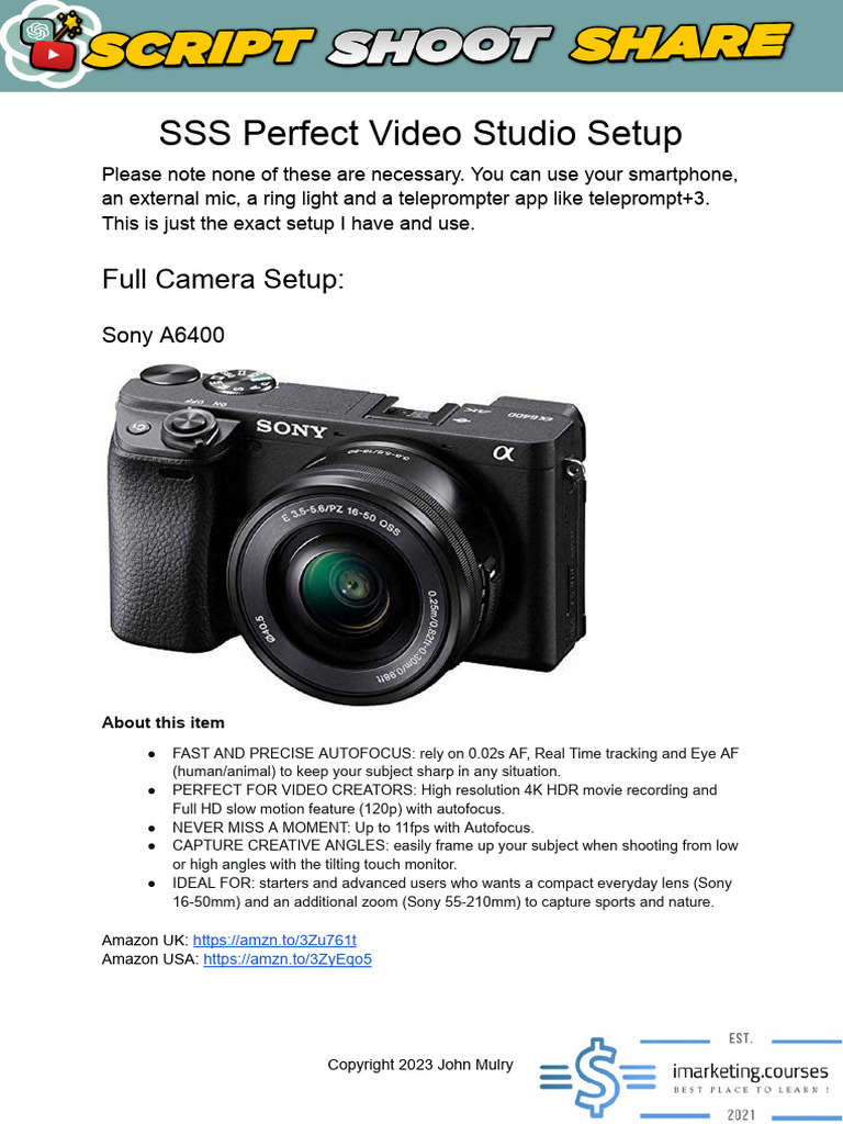 02-Script Shoot Share Perfect Video Studio Setup | PDF | Autofocus | Smartphone