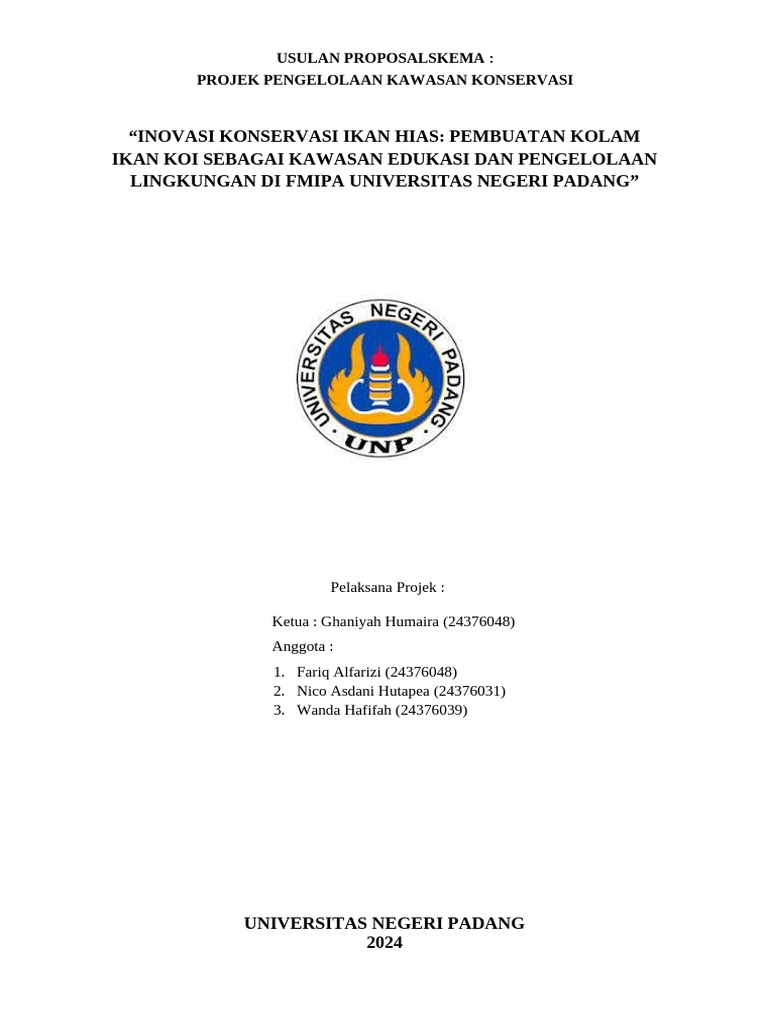 Proposal Pengajuan Project Konservasi Kolam (1) | PDF