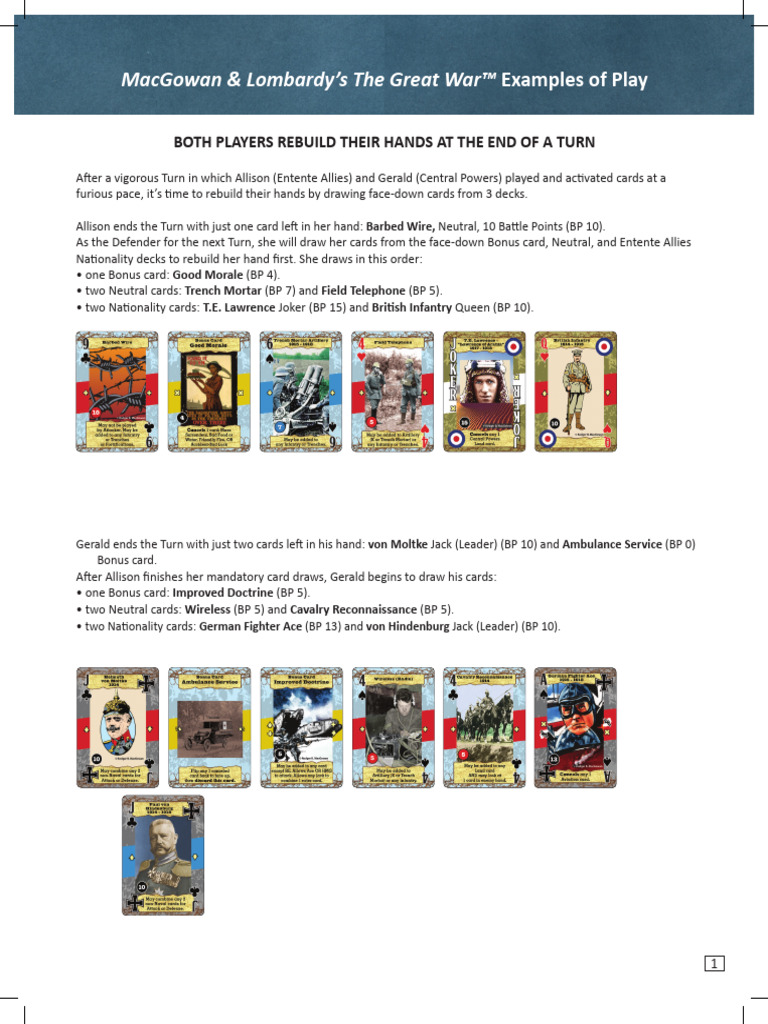 WW1 Card Game Examples of Play v2 091521a Printer | PDF | Fighter ...