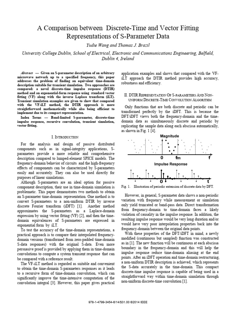 A Comparison Between Discrete-Time and Vector Fitting Representations of S-Parameter Data | PDF ...