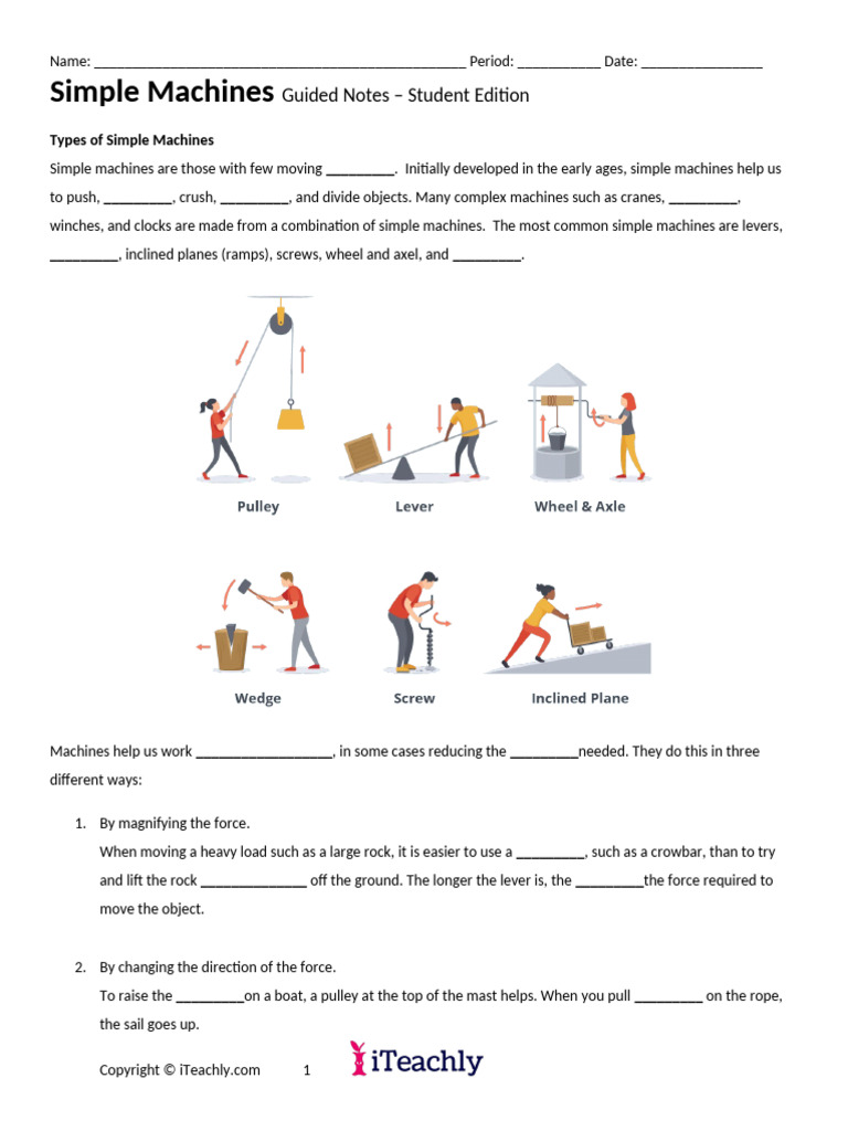 4 6 Guided Notes SE Simple Machines | PDF | Lever | Machines