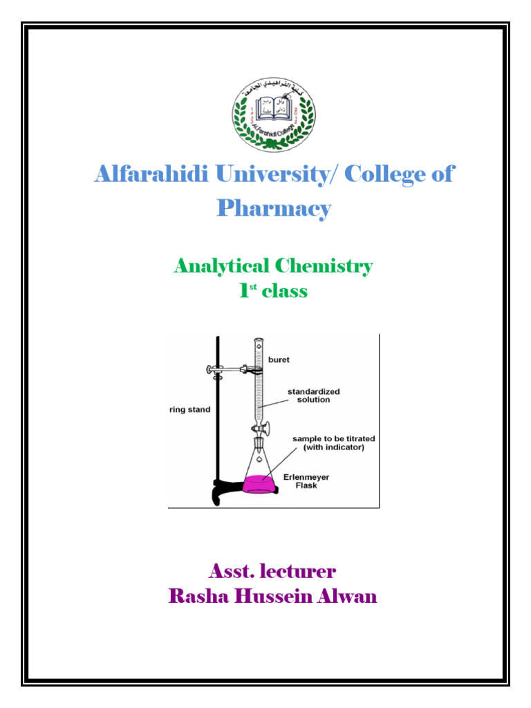 Department of Pharmacy Analytical Chemisty | PDF | Titration | Chemistry