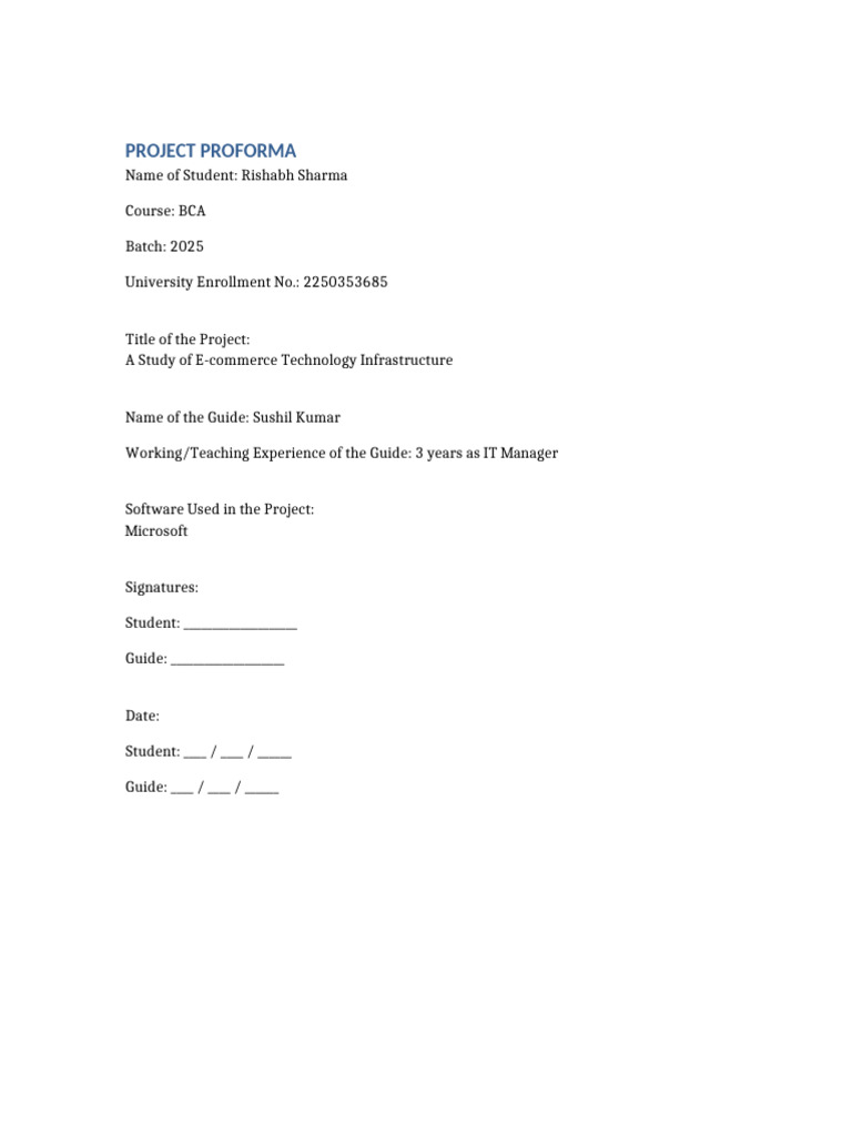 Project Proforma Rishabh Sharma | PDF