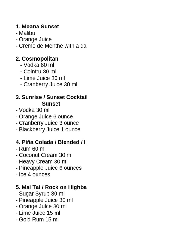 12 Delicious Cocktail Recipes | PDF
