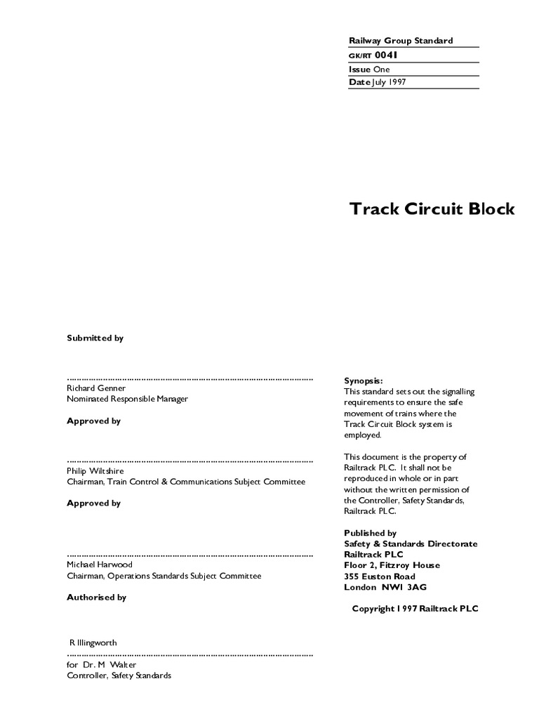 Rt0041 Track Circuit Block | PDF | Rail Transport | Railway Safety