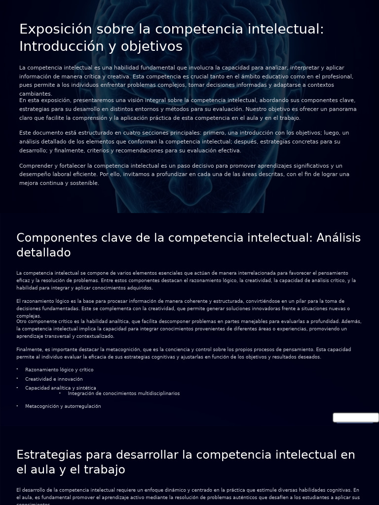 Exposicion Sobre La Competencia Intelectual Introduccion y Objetivos ...