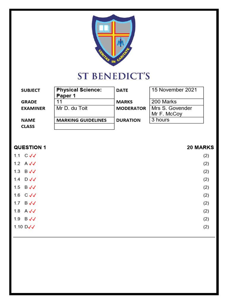 PS11 Physics November Exam 2021 MG | PDF | Force | Friction