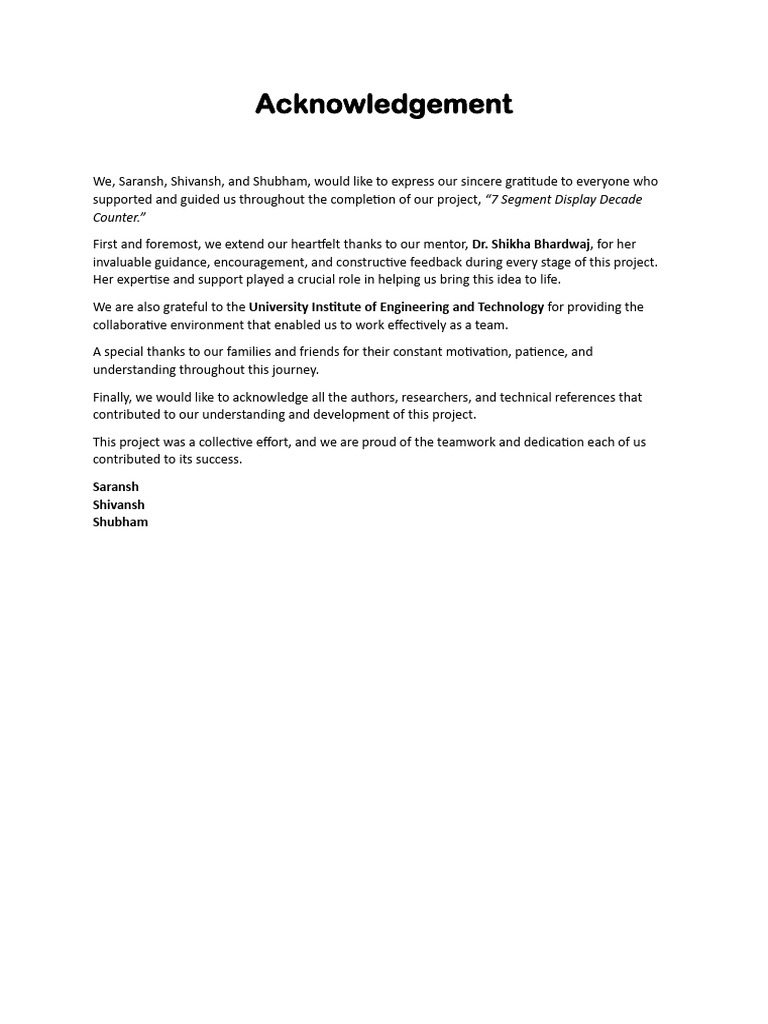Acknowledgement | PDF