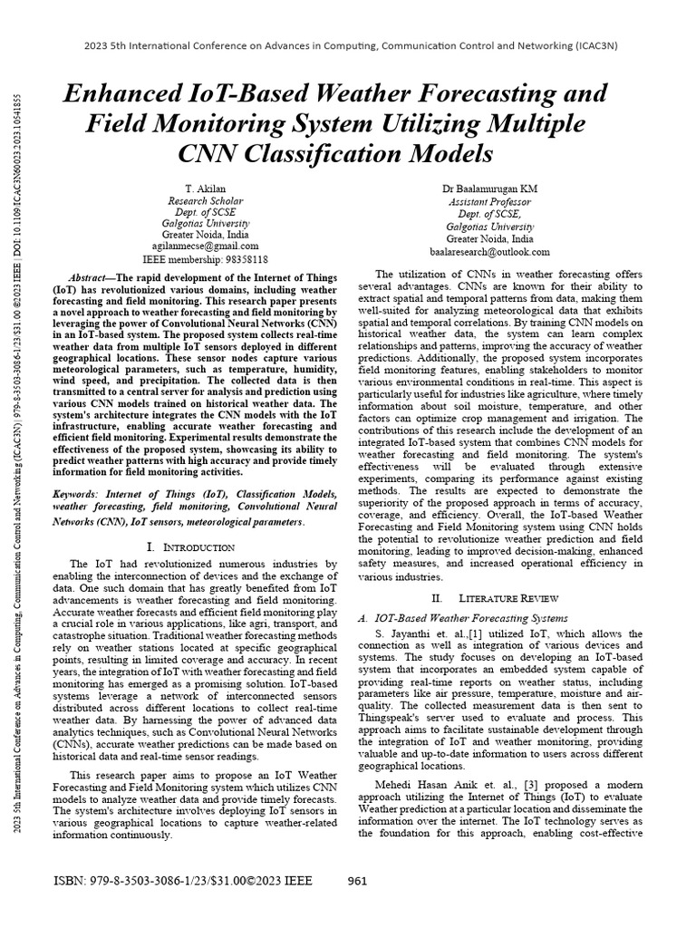 Enhanced IoT-Based Weather Forecasting and Field Monitoring System Utilizing Multiple CNN ...