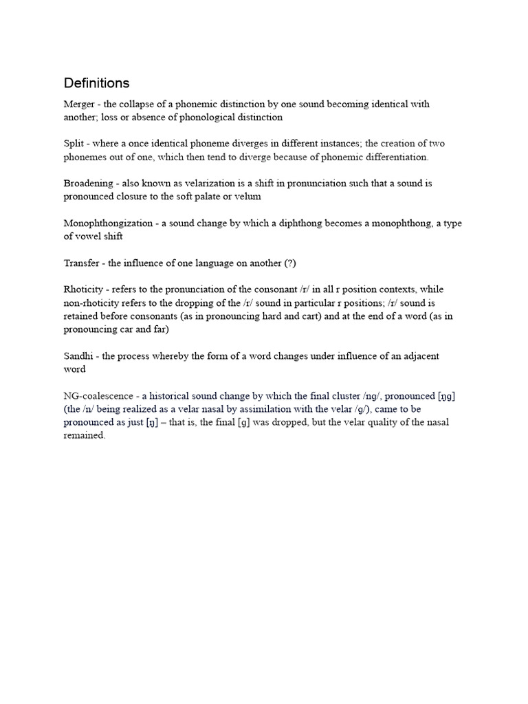 Phonological Changes in English Accents | PDF | English Language | Vowel