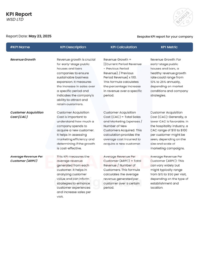 WSD LTD - Pro - Kpi-Report | PDF