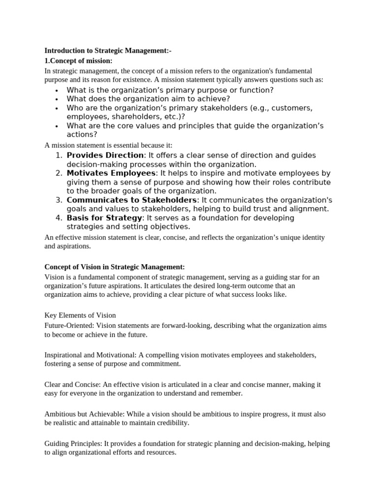 Strategic Management Module 1 | PDF | Strategic Management | Goal