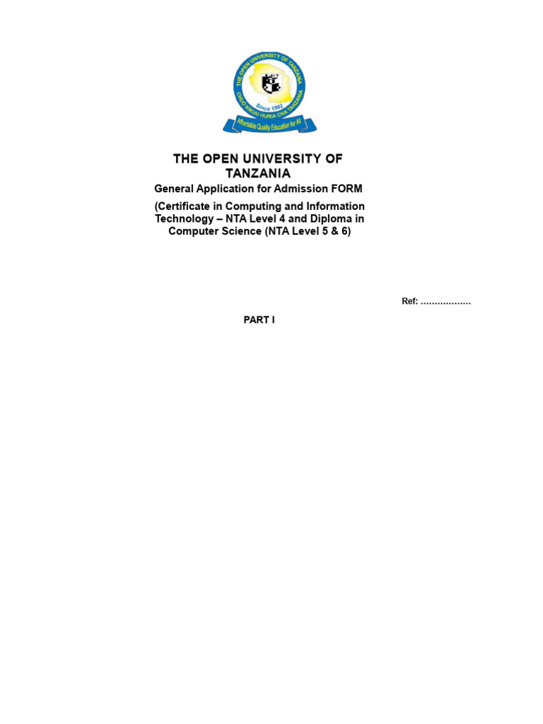 ICT - DIPLOMA - CERTIFACE - APPLICATION - FORM TZ | PDF